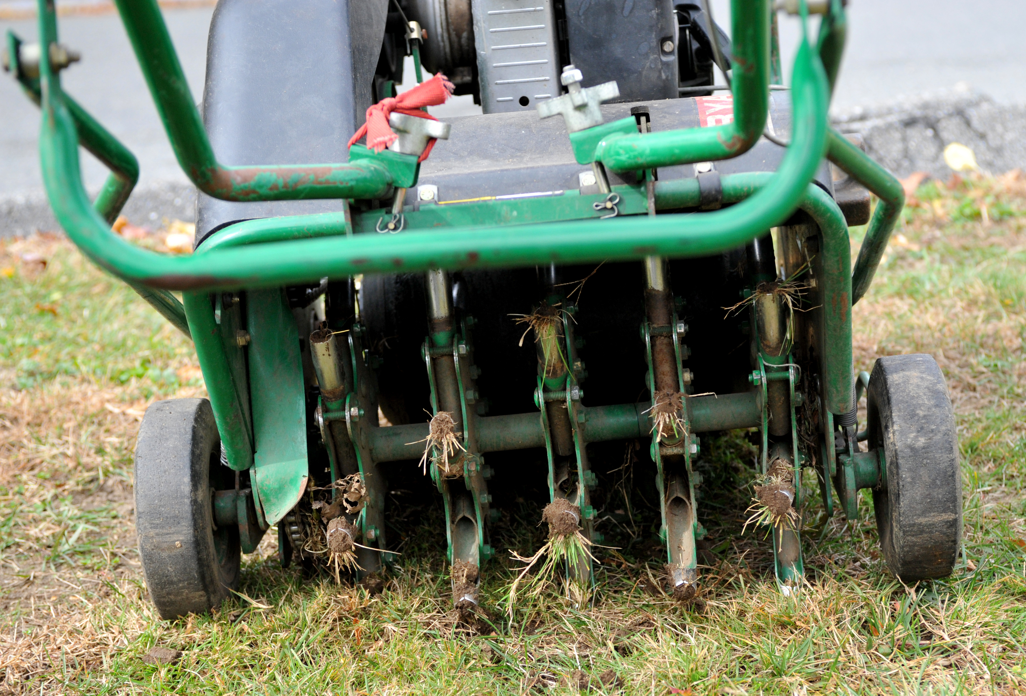 Aerator for grass seed store